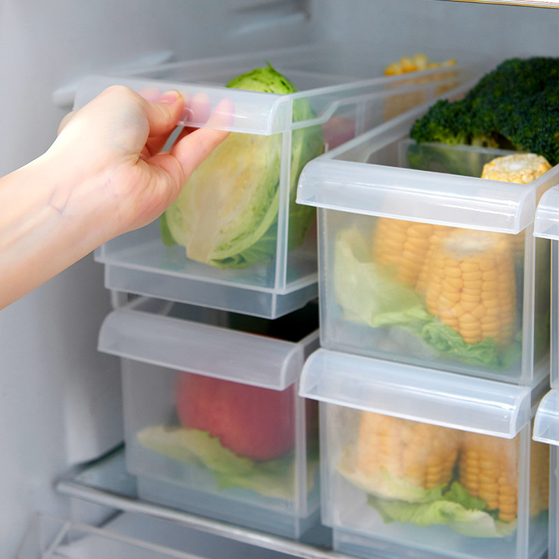 冰箱收纳盒抽屉式蔬菜保鲜盒厨房分隔储物盒家用食物整理收纳神器_虎窝淘