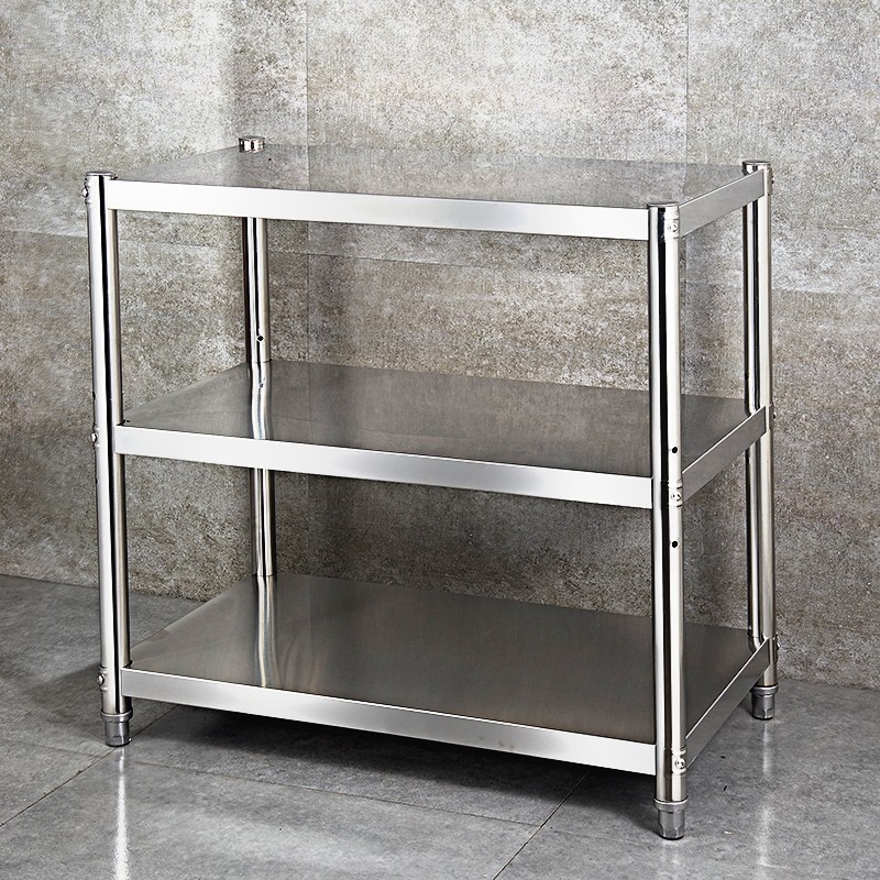 不锈钢架厨房置物架落地式三层微波炉架不锈钢收纳架储物烤箱架子_虎窝淘