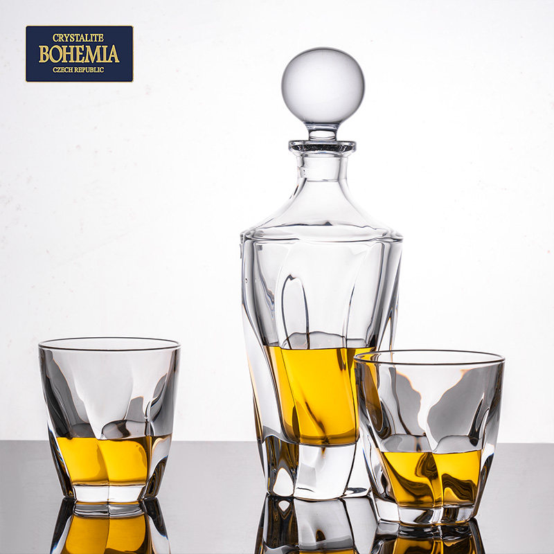 捷克进口BOHEMIA水晶玻璃威士忌酒杯创意洋酒杯酒瓶酒樽酒具套装_虎窝淘