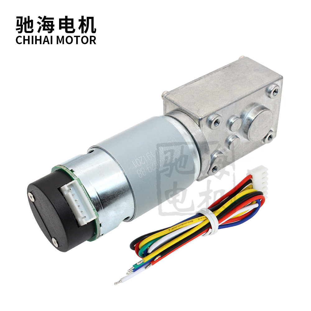 工厂直销GW4058涡轮涡杆555直流减速电机磁性霍尔编码器测速马达_虎窝淘