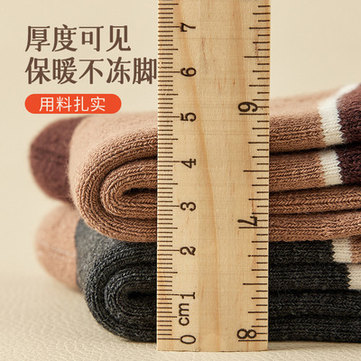 2025秋冬款加绒加厚毛圈袜男士中筒袜子抗寒保暖女士透气吸汗长袜