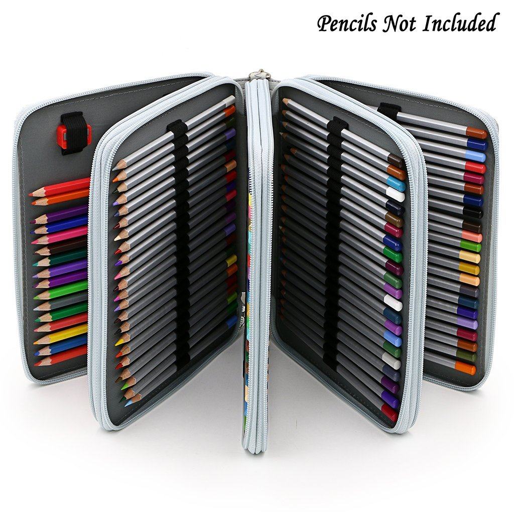 新款PU大容量学生铅笔收纳包彩铅笔袋160色168孔美术绘画便携包邮_虎窝淘