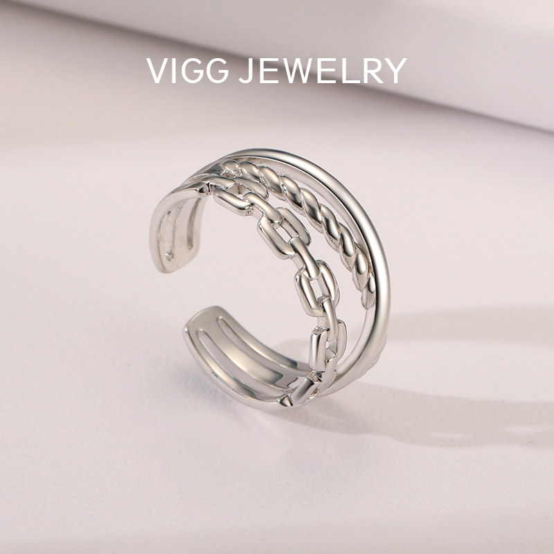 VIGG秩序戒指女小众设计纯银素圈开口戒时尚个性ins风精致指环戒_虎窝淘