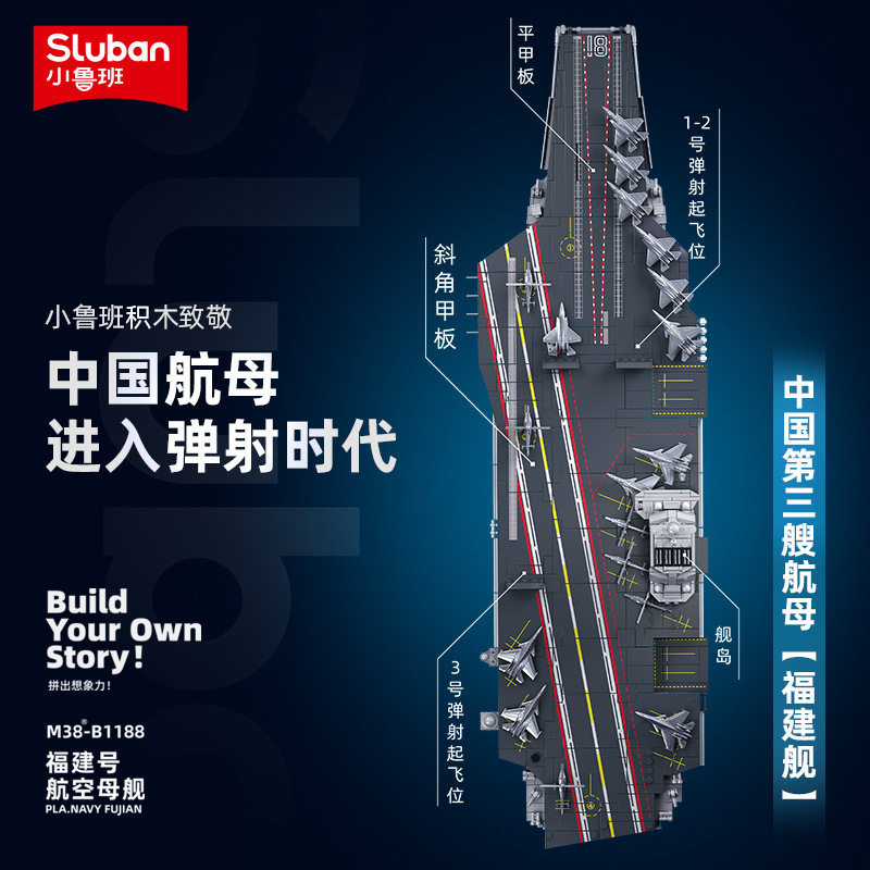 兼容乐高彩版福建号航空母舰收藏摆件礼物模型拼装积木玩具b1188_虎窝淘
