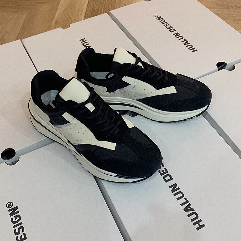 Hualun春季新款日系百搭透气运动休闲跑步鞋男ins潮流老爹鞋子男_虎窝淘