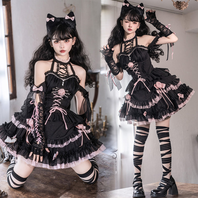 [正版暗黑轻lolita午夜玫瑰感连衣裙]-连衣裙好货推荐-轻舟网