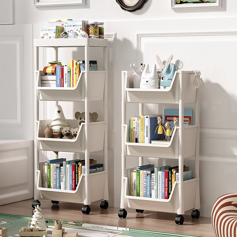 桌下书架可移动办公室小推车落地桌面收纳书柜学生宿舍置物架带轮_虎窝淘