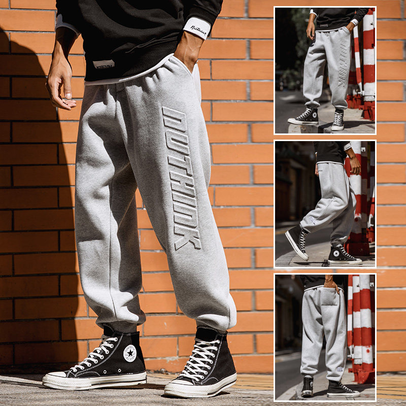 Nuthink潮牌运动裤加绒潮流裤子男潮大码男裤卫裤国潮休闲裤男款_虎窝淘