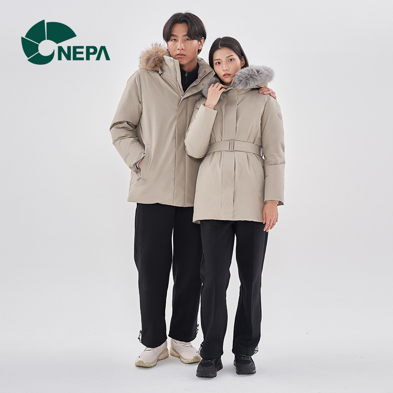 NEPA耐葩户外秋冬季女士大衣式中长款连帽鹅绒羽绒服女7I82056_虎窝淘