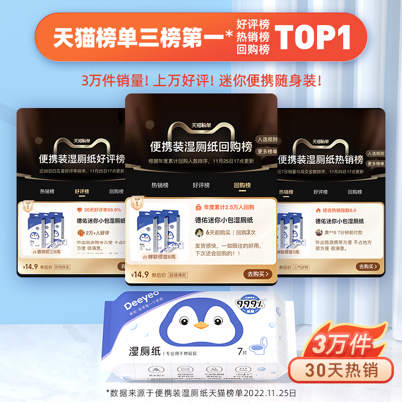 德佑湿厕纸便携小包女性专用孕妇实惠装厕纸迷你洁厕湿纸巾48包_虎窝淘