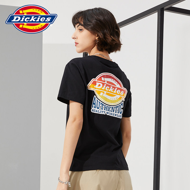 Dickies短袖T恤女帝客彩色印花2023夏夏新品宽松全棉女士短T10388_虎窝淘