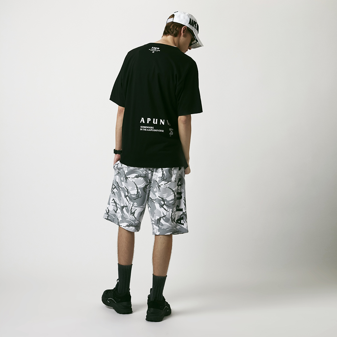 Aape男装春夏猿颜徽章字母印花休闲迷彩短裤6737XAG_虎窝淘