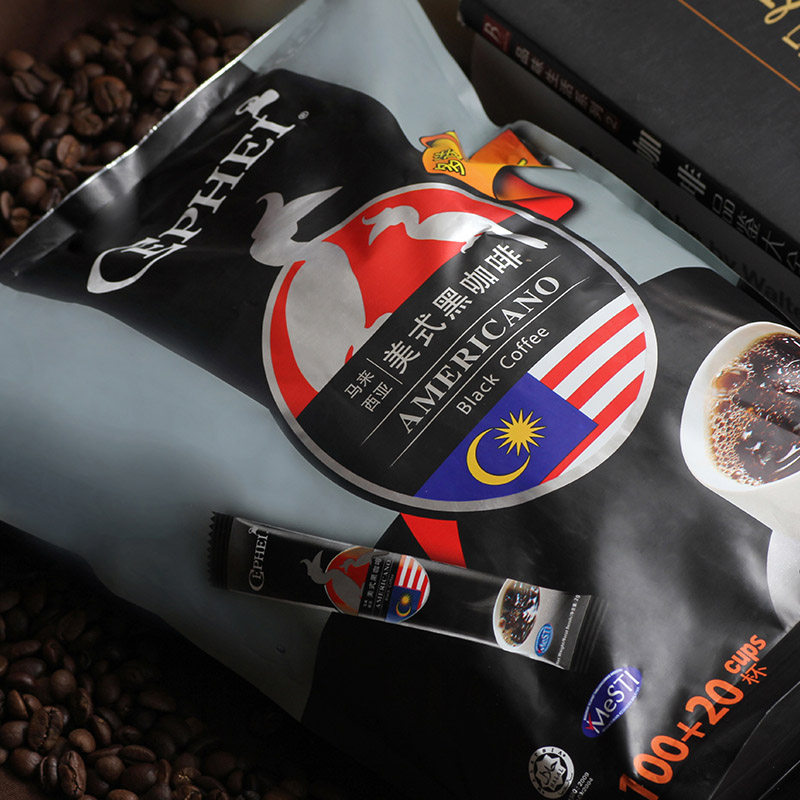 马来西亚CEPHEI奢斐原装进口美式黑咖啡纯黑咖啡粉 120条速溶咖啡_虎窝淘