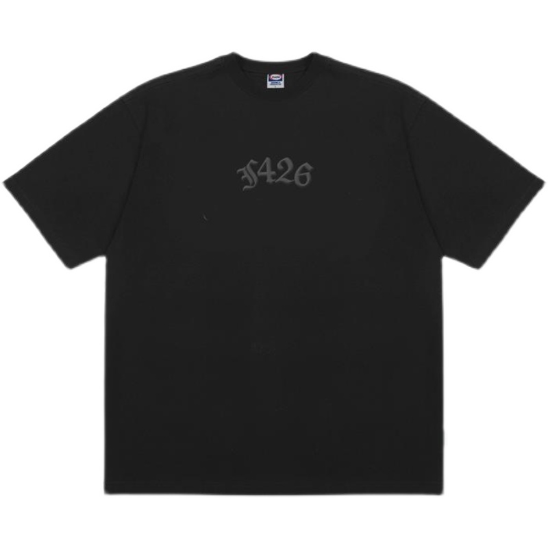 【F426官方店】国潮牌情侣嘻哈夏季哥特字体LOGO立体发泡T恤短袖_虎窝淘