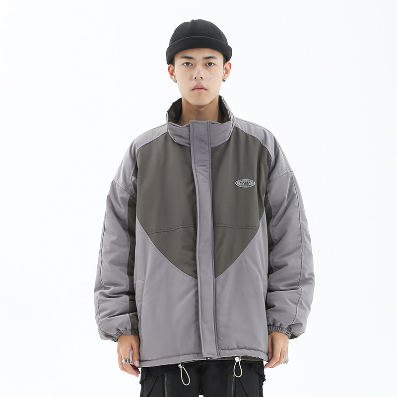 【F426官方店】国潮情侣嘻哈复古撞色棉服宽松os街头hiphop外套_虎窝淘