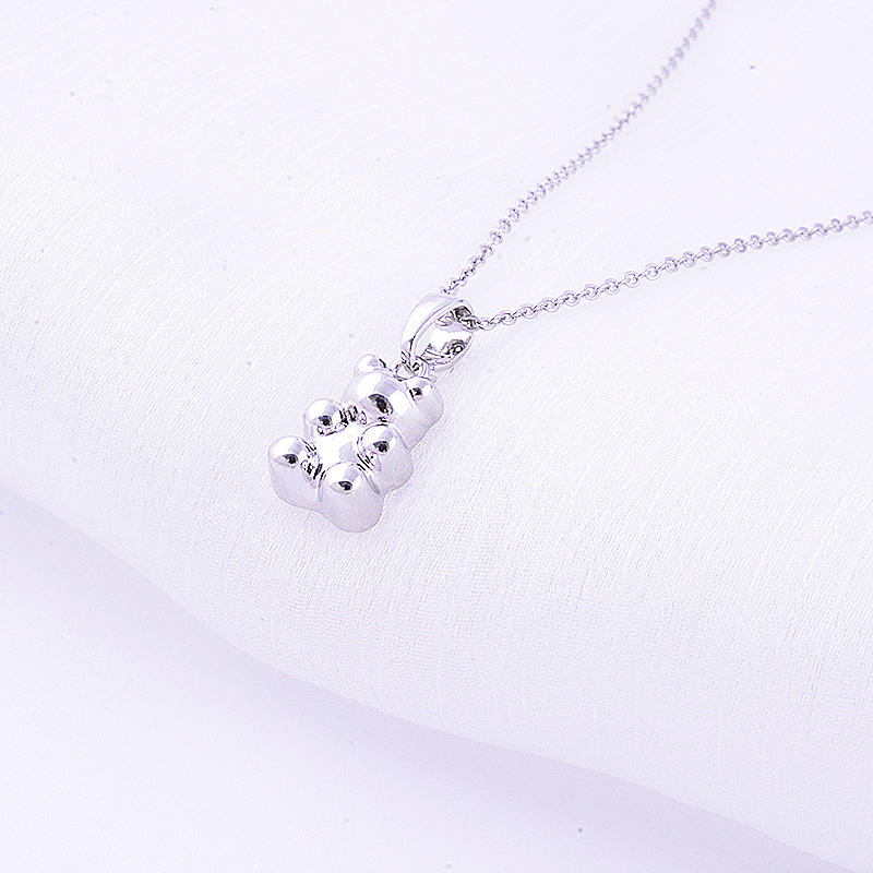 925纯银小熊项链毛衣链女夏百搭2022年新款ins嘻哈小众设计锁骨链_虎窝淘