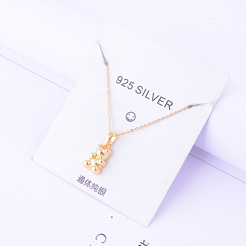 925纯银小熊项链毛衣链女夏百搭2022年新款ins嘻哈小众设计锁骨链_虎窝淘