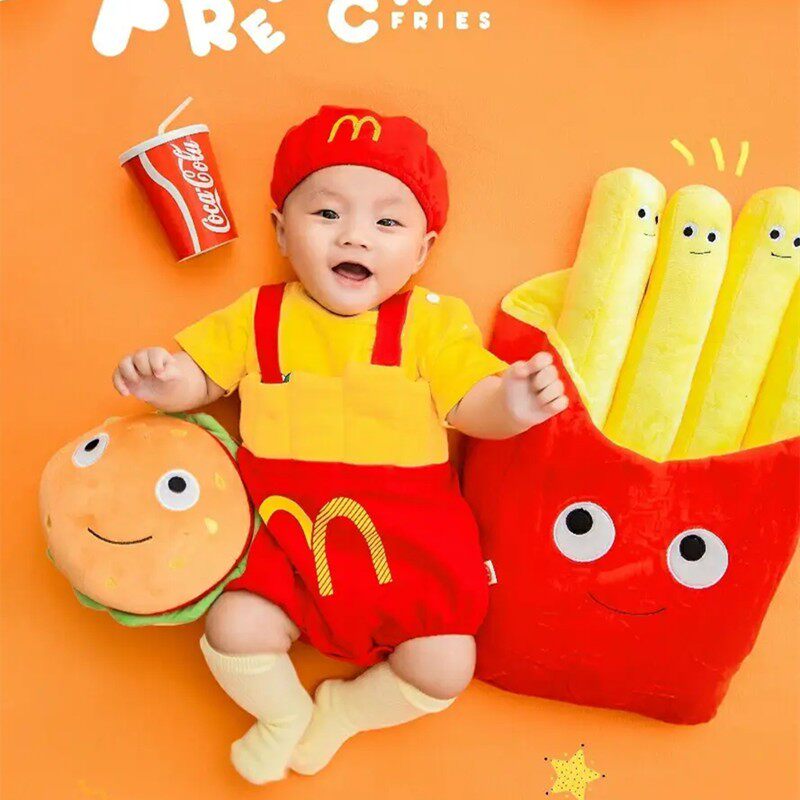 3-5-8-12个月新出生初生婴幼儿宝宝A类纯棉连体套装麦当劳衣服_虎窝淘