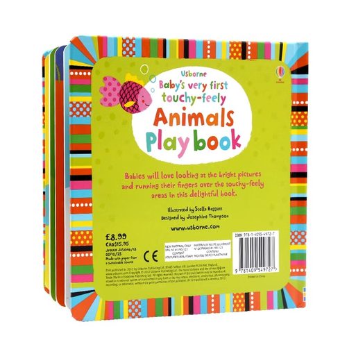 Usborne出品 英文原版 Baby's Very First Touchy-feely Animals Play Book宝宝的动物触摸书 ...