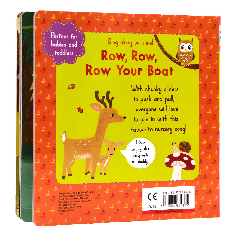 进口英文原版Sing Along with Me! Row, Row, Row Your Boat童谣机关操作书纸板绘本趣味玩具游戏书幼儿启蒙 ...