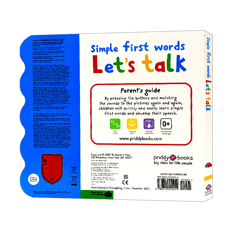 10种声音辨别认知英文原版绘本 Simple First Words Let's Talk 0-3岁发声书亲子互动认知低幼儿童启蒙单词汇撕不烂 ...