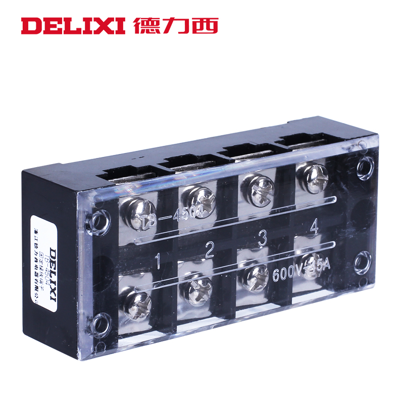德力西接线端子TB4504大电流接线板端子座45A4位4P端子排_虎窝淘