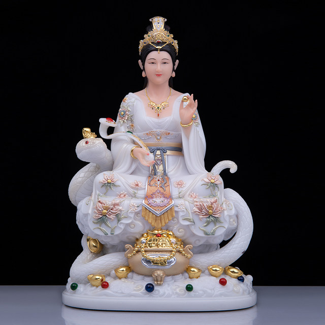 The white marble statue of the goddess Nuwa who lives in the world, the ...