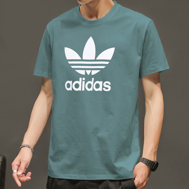 新款体恤宽松跑步纯棉绿色迪达斯三叶草夏新款2023短袖运动T恤