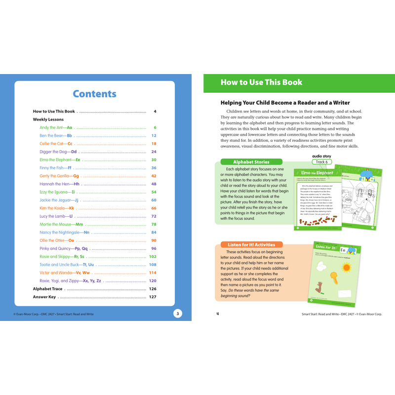Pre K学龄前英语阅读和写作练习册英文原版 Evan-Moor Smart Start Read and Write聪慧启蒙系列英文原版教辅 ...
