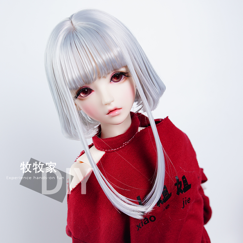 bjd VOLKS SD DDMDD 1/3 1/4气质少女发百搭款梨花头手改毛假发_虎窝淘