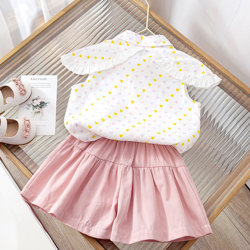 女童套装夏2023新款儿童夏装两件套夏季韩版洋气宝宝爱心短袖裤子_虎窝淘