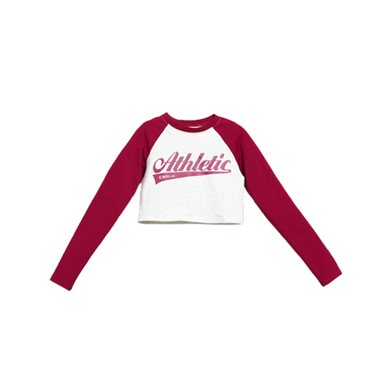 CBX原创酒红白灰美式插肩爵士上衣露脐跳舞女jazz紧身辣妹ins长袖_虎窝淘