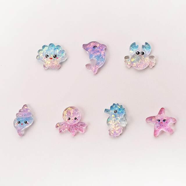 Crystal sequins marine animals cartoon starfish shell dolphin resin ...