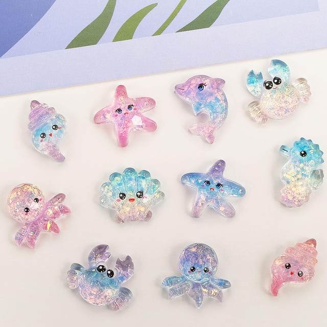 Crystal sequins marine animals cartoon starfish shell dolphin resin ...
