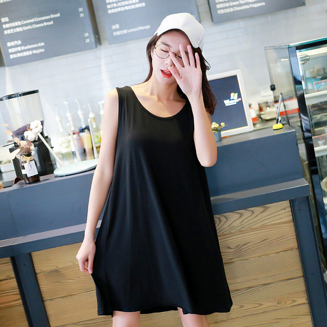 Modal Summer Large -size Loose dress Women's Vests Skirt Fat MM increases 200jin [Jin is equal ...