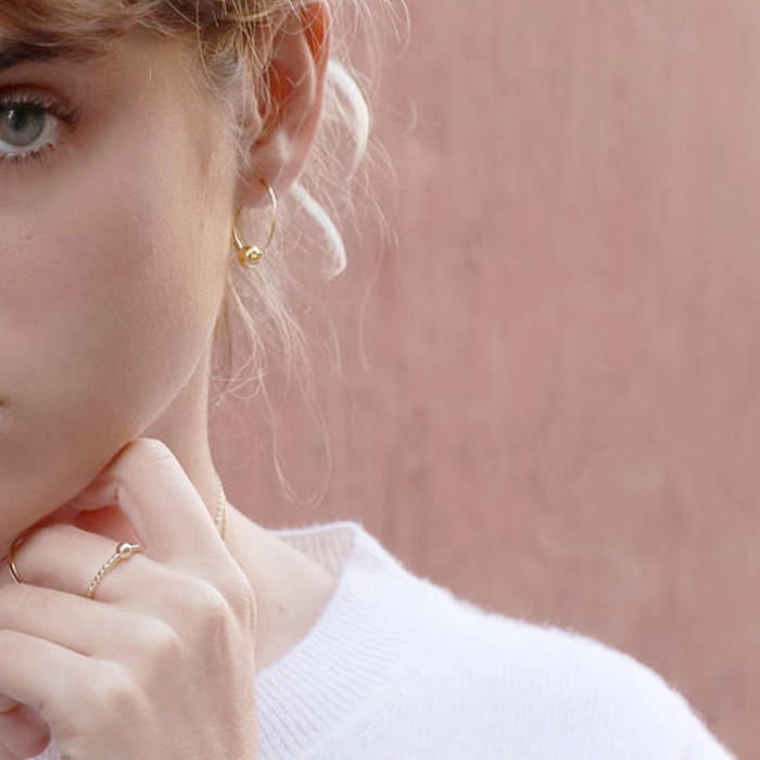 新品14K包金气质简约圆环金球耳圈925银防敏个性ins耳环百搭大气_虎窝淘