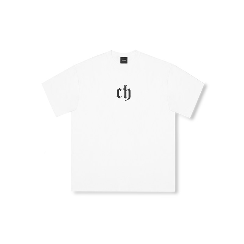 CHINISM CH白色T恤男短袖潮牌夏季宽松圆领纯棉简约百搭情侣半袖_虎窝淘