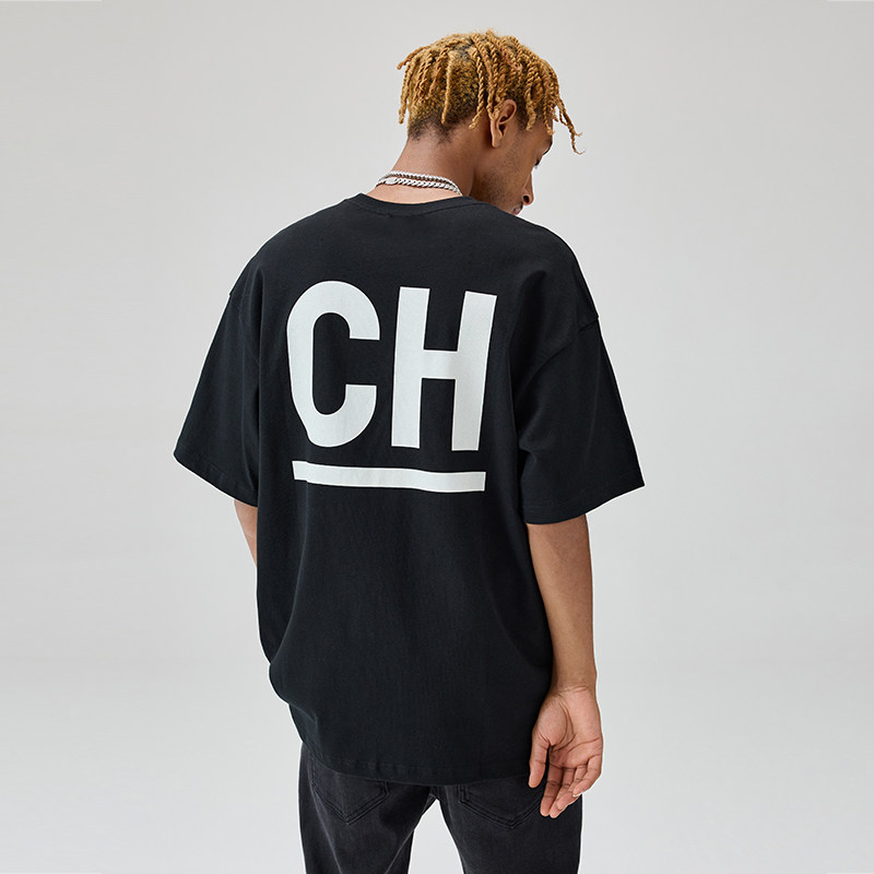 CHINISM高光系列 CH基础LOGO短袖T恤男潮牌美式高街夏季宽松半袖_虎窝淘