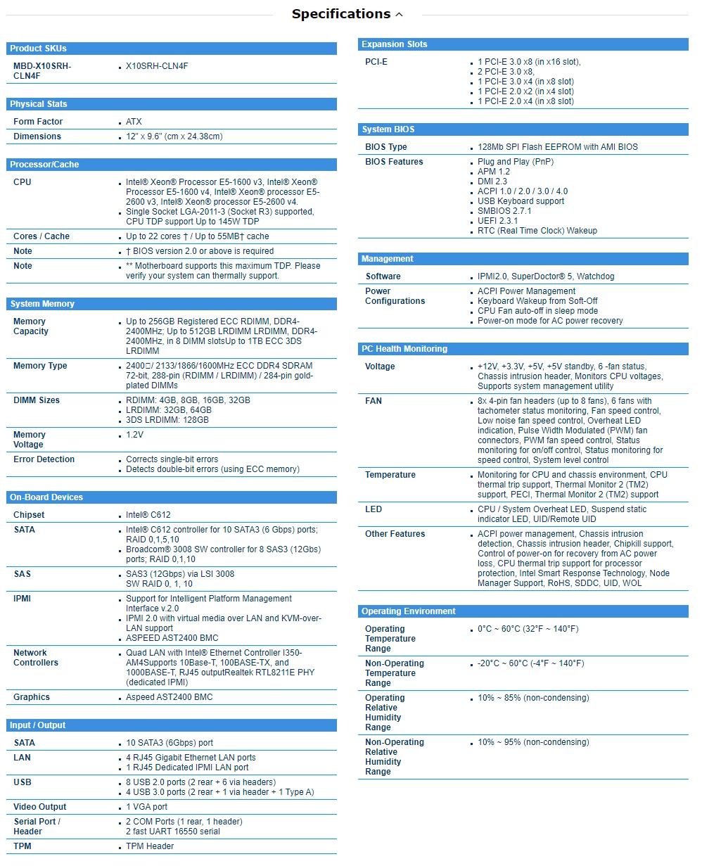 超微X10SRH-CLN4F双路服务器主板四千兆网口C612芯片SAS/SATA接口_虎窝淘