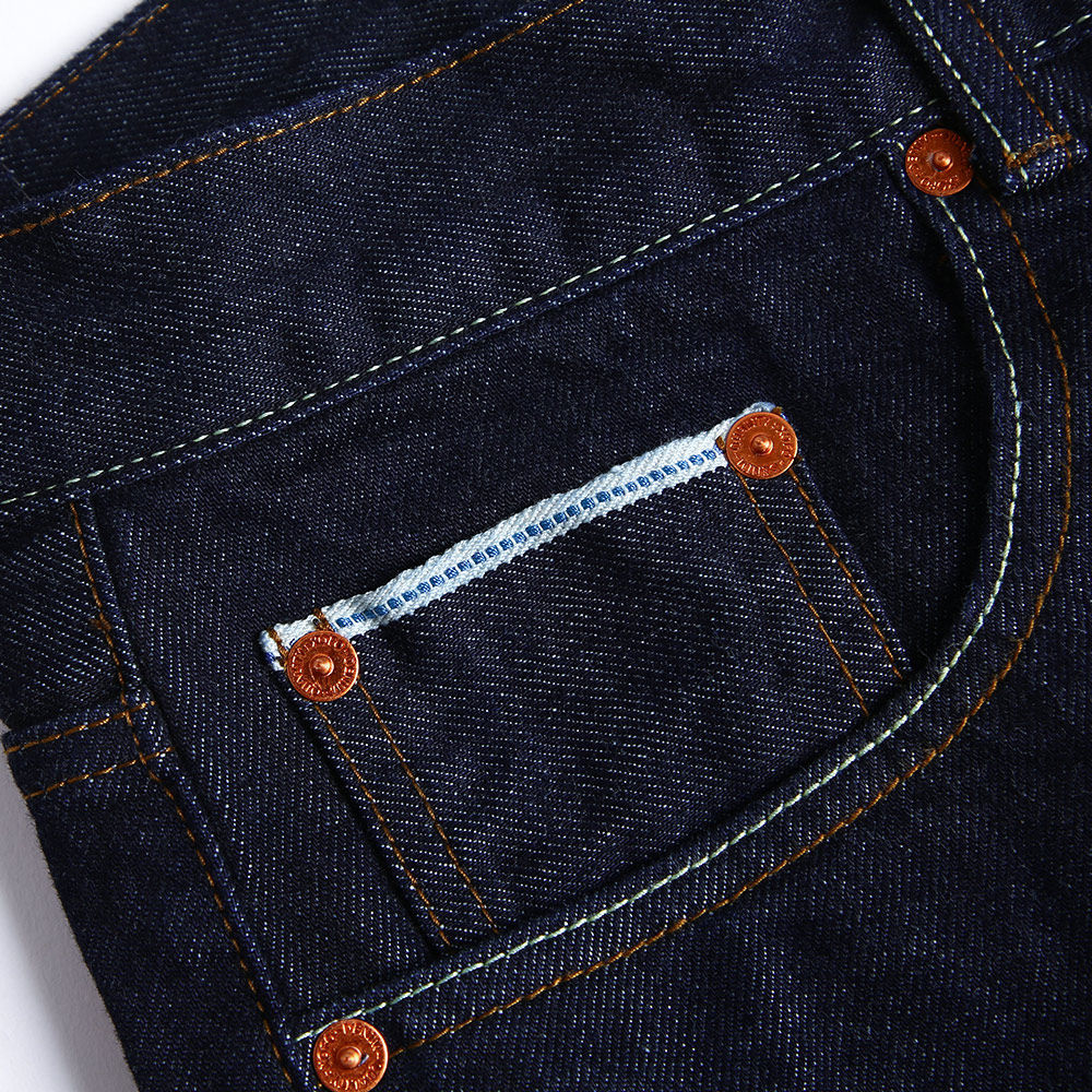 XOFO定织蓝边赤耳柔软水洗款春秋新款直筒宽松赤耳丹宁牛仔裤男_虎窝淘