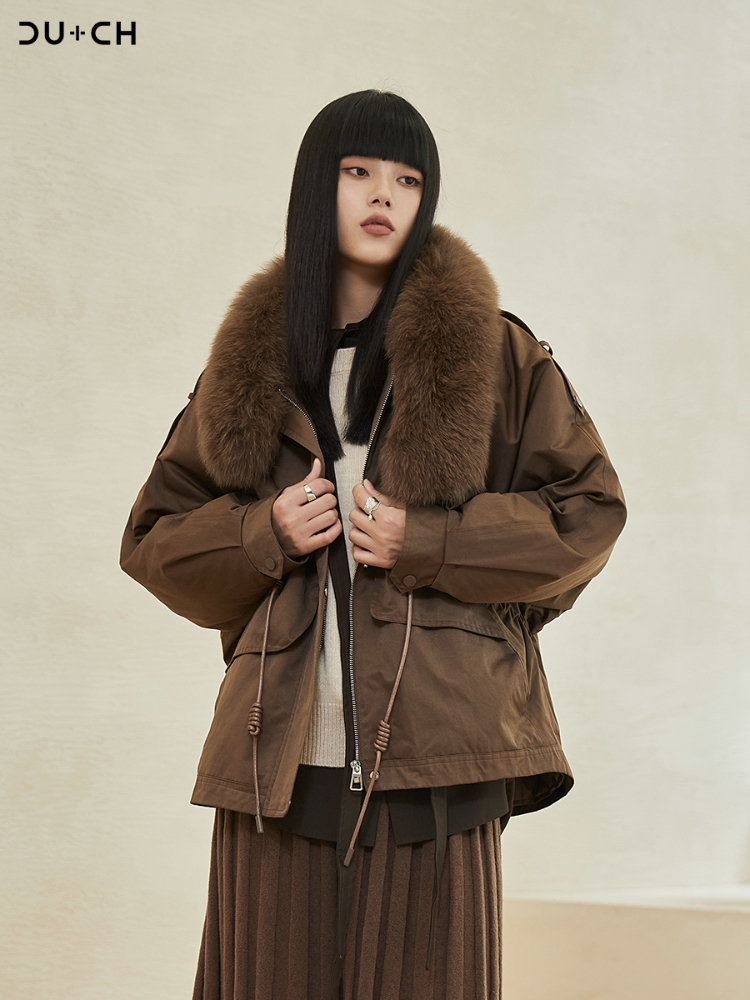 CU+CH秋冬女工装休闲风短款白鸭绒羽绒派克棉服外套清仓_虎窝淘