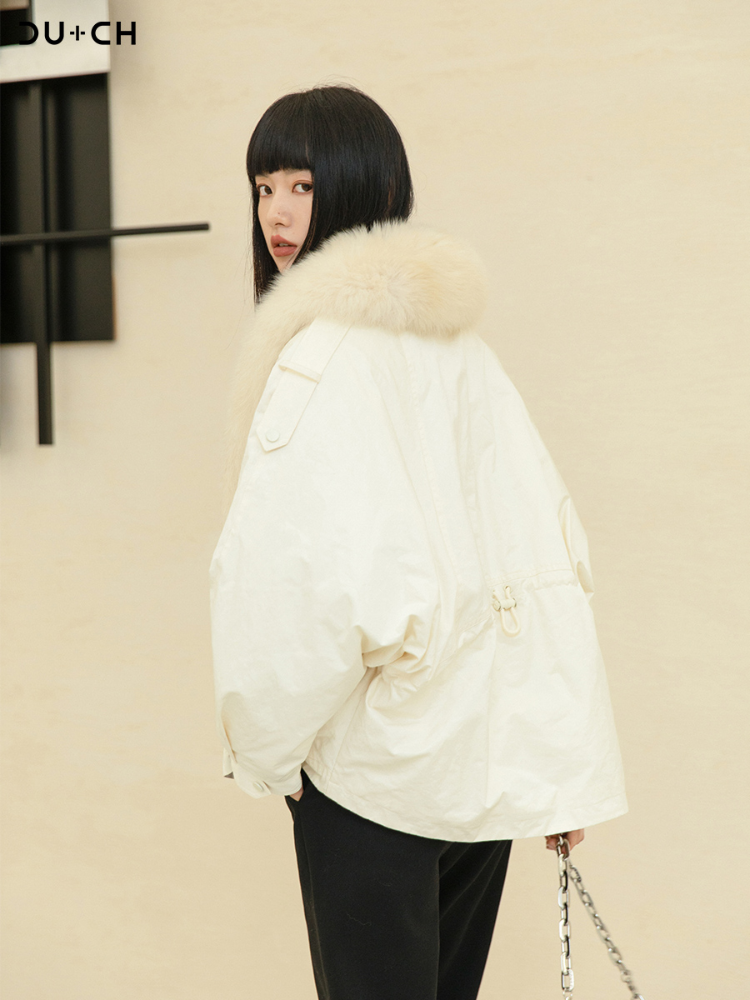 CU+CH秋冬女工装休闲风短款白鸭绒羽绒派克棉服外套清仓_虎窝淘