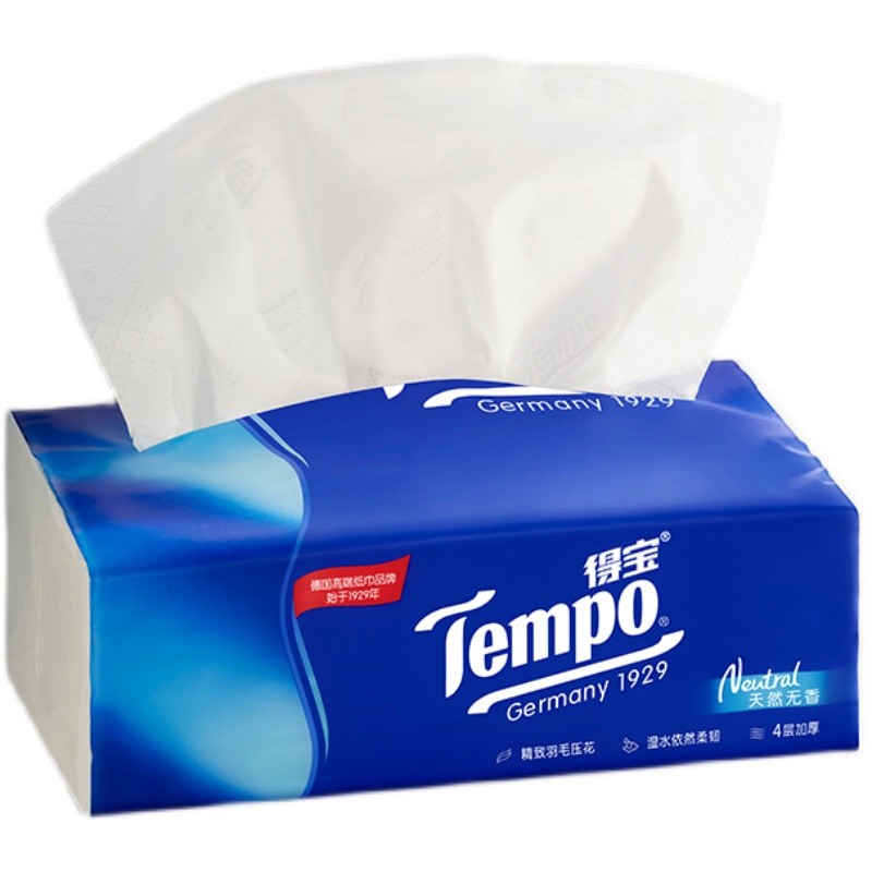 Tempo得宝德宝抽纸抽大包婴儿可用纸巾天然无味餐巾纸卫生纸箱装_虎窝淘