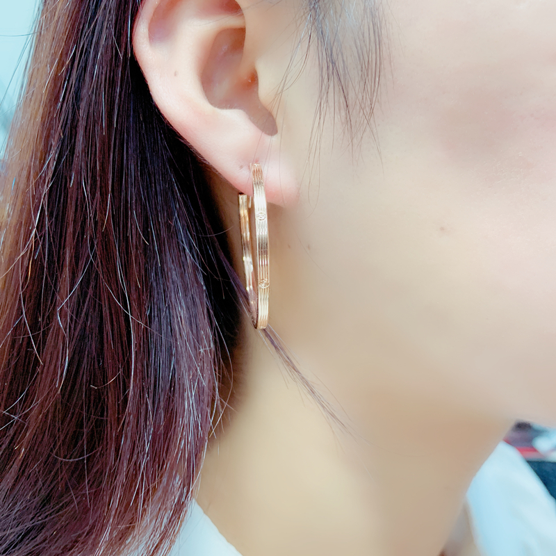 欧诗芙洛正品俄罗斯Au585紫金夸张耳环女纯14K金彩金玫瑰金个性款_虎窝淘