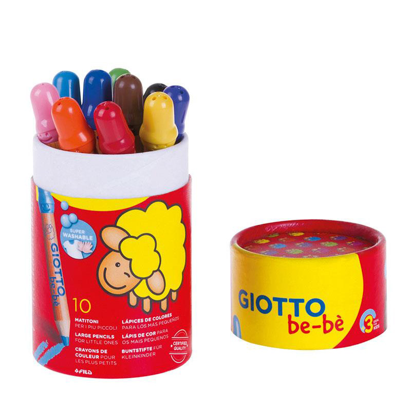 意大利GIOTTO奇多bebe儿童画笔大粗杆彩色铅笔原木可水洗蜡笔套装_虎窝淘