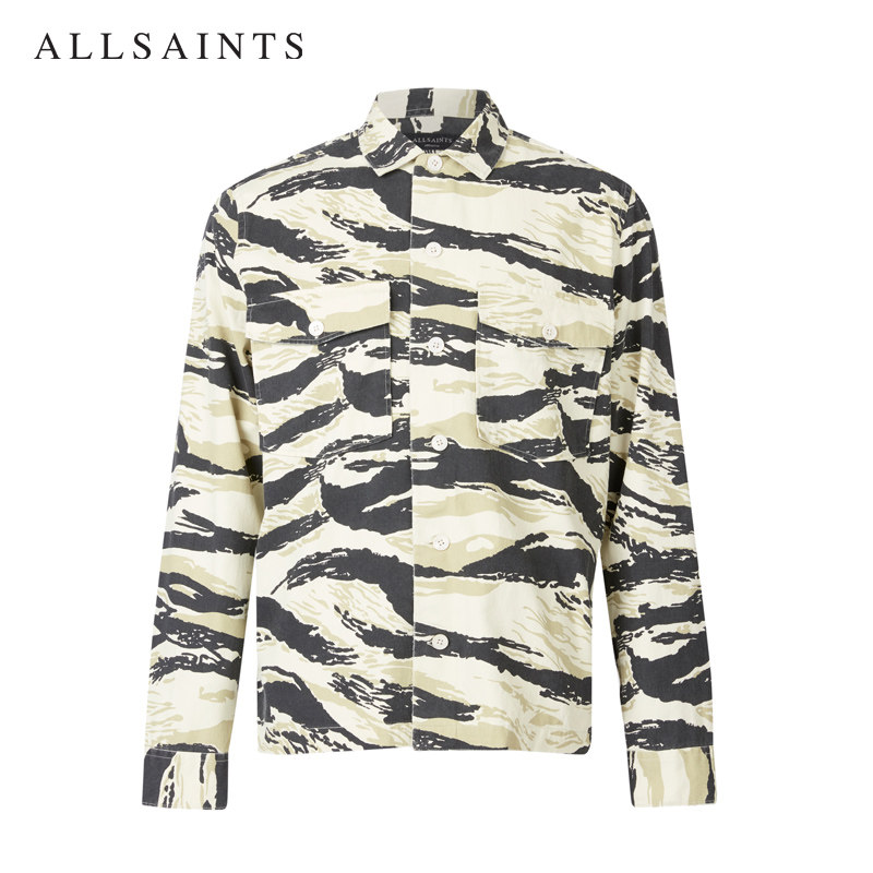 ALLSAINTS男士迷彩衬衫秋装新款军旅复古外套上衣MS103V_虎窝淘