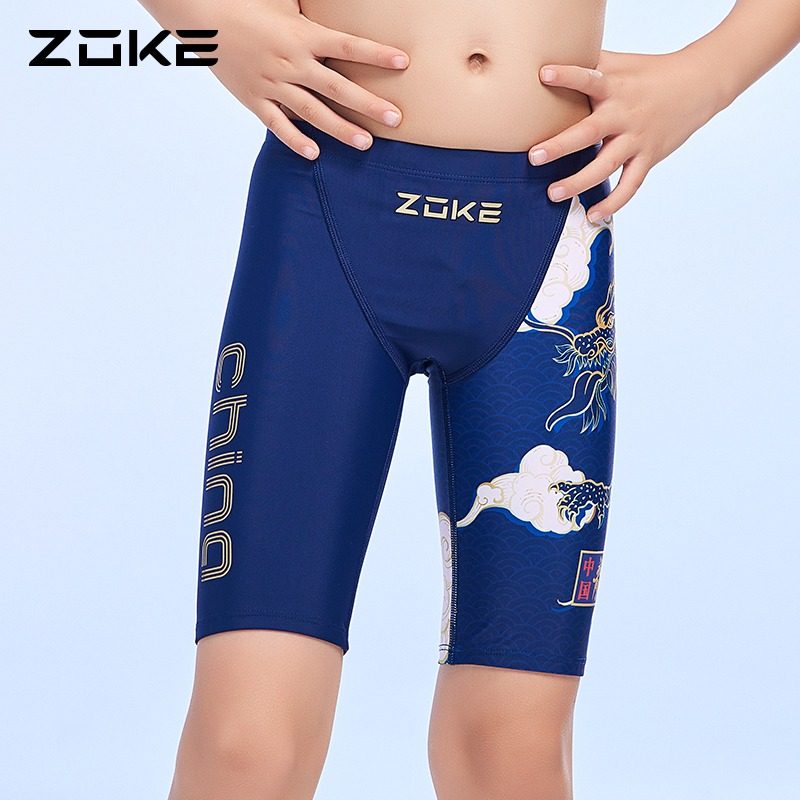 zoke洲克儿童泳裤五分男童专业游泳训练zoke速干比赛竞速青少年泳_虎窝淘