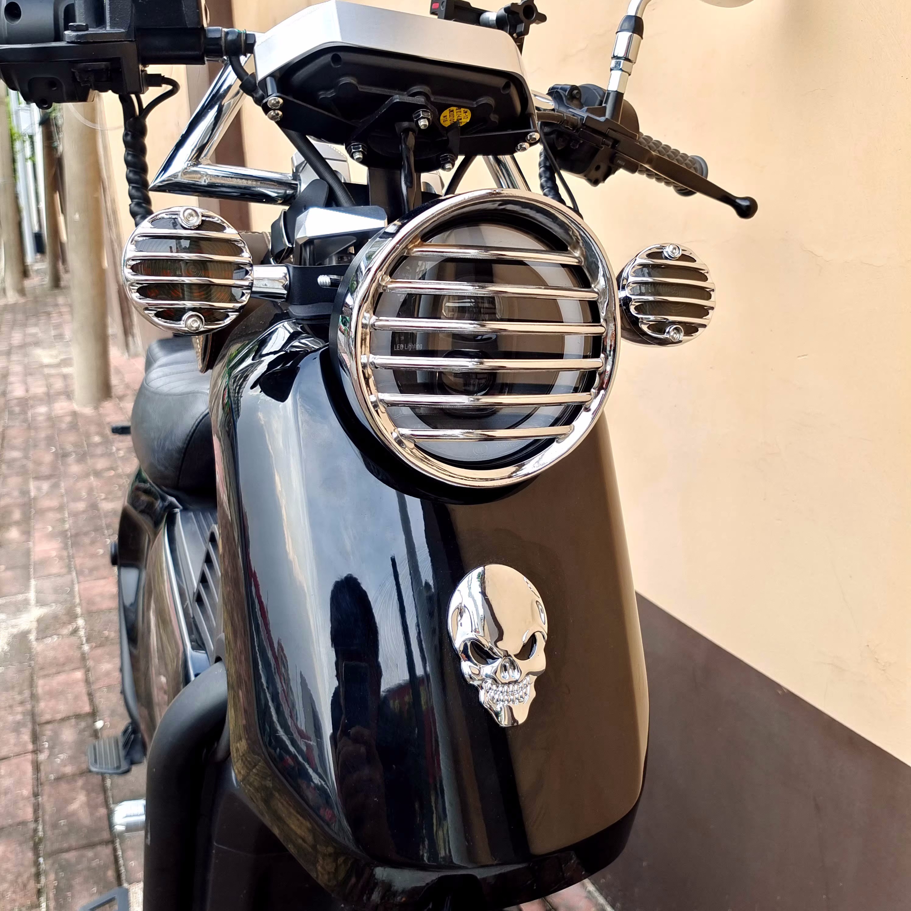 适用小牛电动车UQi/US/UQi+/U+b改装复古大灯罩大灯网电镀灯框_虎窝淘