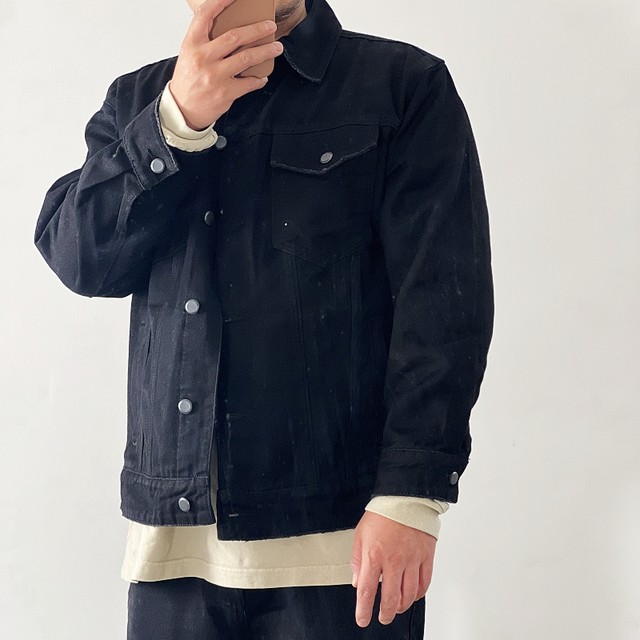 Okayama daily single new vintage heavy black denim jacket Dirty Fit ...