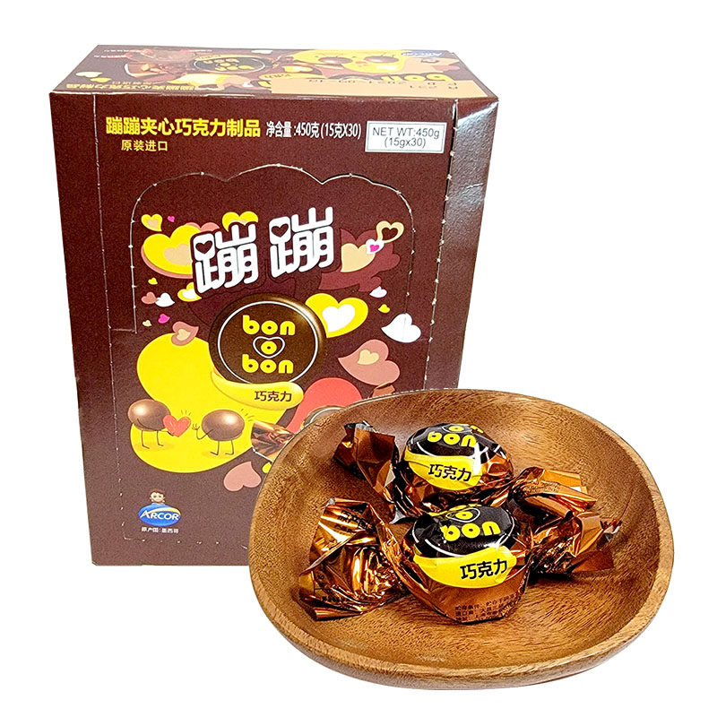 Bonbon蹦蹦夹心巧克力花生慕斯味黑巧15g*9颗/15g*30颗结婚喜糖_虎窝淘